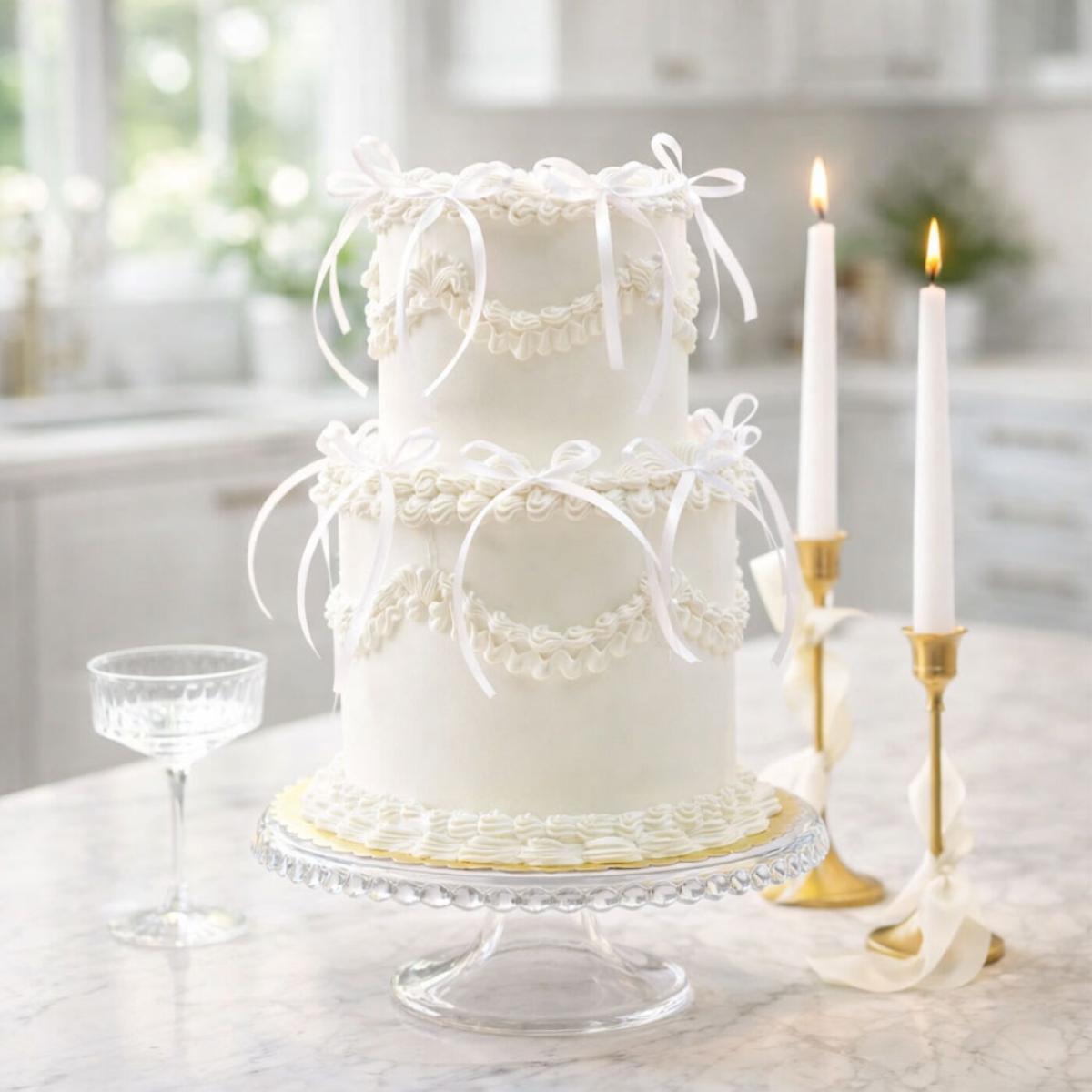 Bele pentlje za okrasitev torte (10 kom) detajl, ki zaključi zgodbo | PEKIS